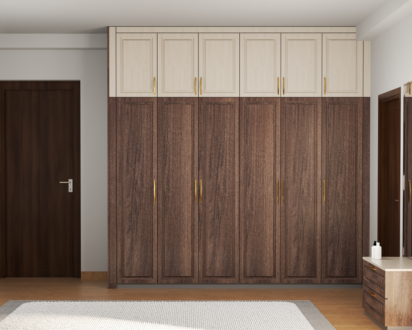 Spacious Cupboard Design In Beige And Wood | Livspace