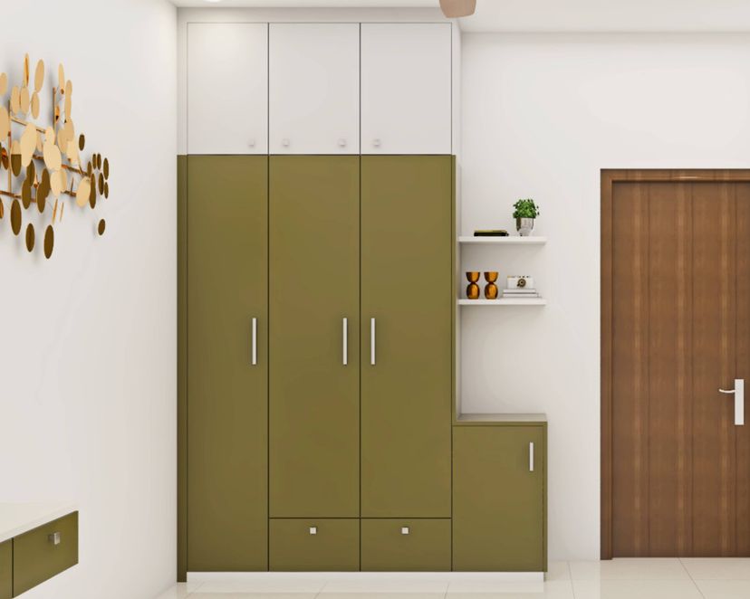 Modern Green And White Themed Spacious Wardrobe Design | Livspace