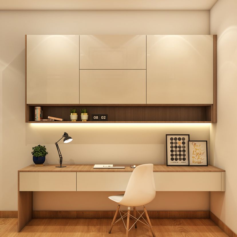 Study Room Design With Champagne And Wood Accents | Livspace