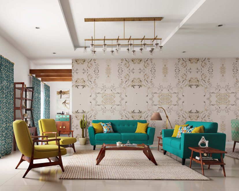 Rectangular Mid-Century Modern False Ceiling Design with Spot Lights ...