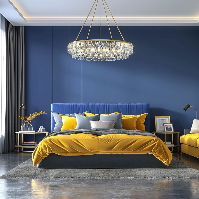 Blue Wall Paint Design: Contemporary Style, Easy Cleaning for Bedrooms ...