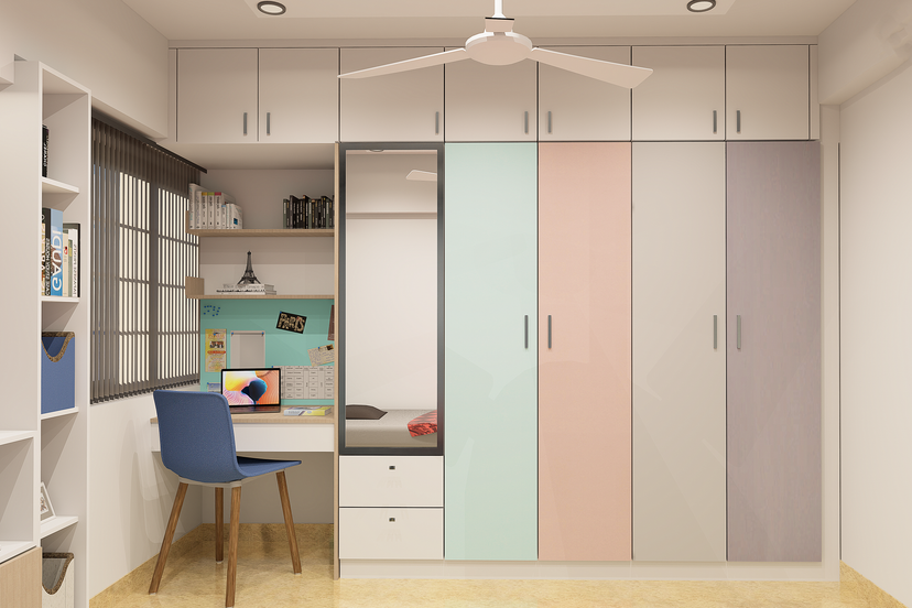 Modern Colourful Wardrobe Design For Kids Bedroom | Livspace