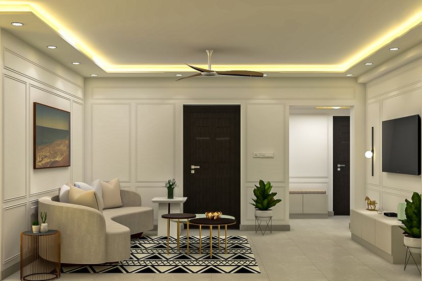 Spacious False Ceiling Design In A Rectangular Shape | Livspace