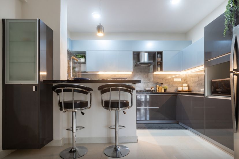 Modular Kitchen Design With Lighting Under The Cabinets | Livspace