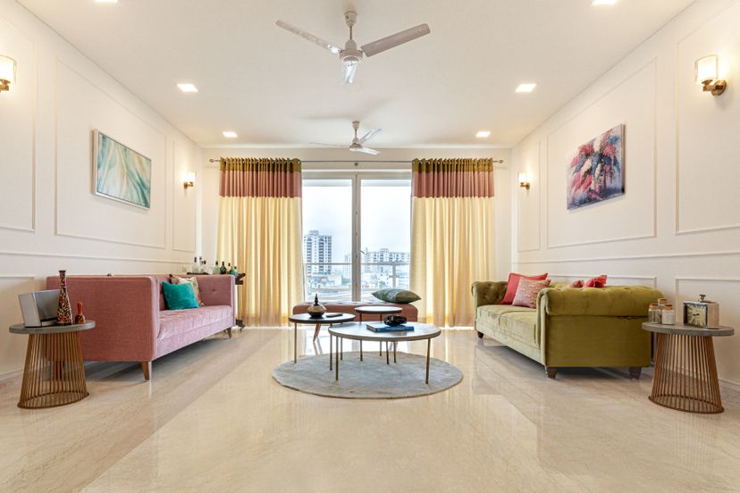 Drawing Room Design With Two 3-Seater Sofas | Livspace