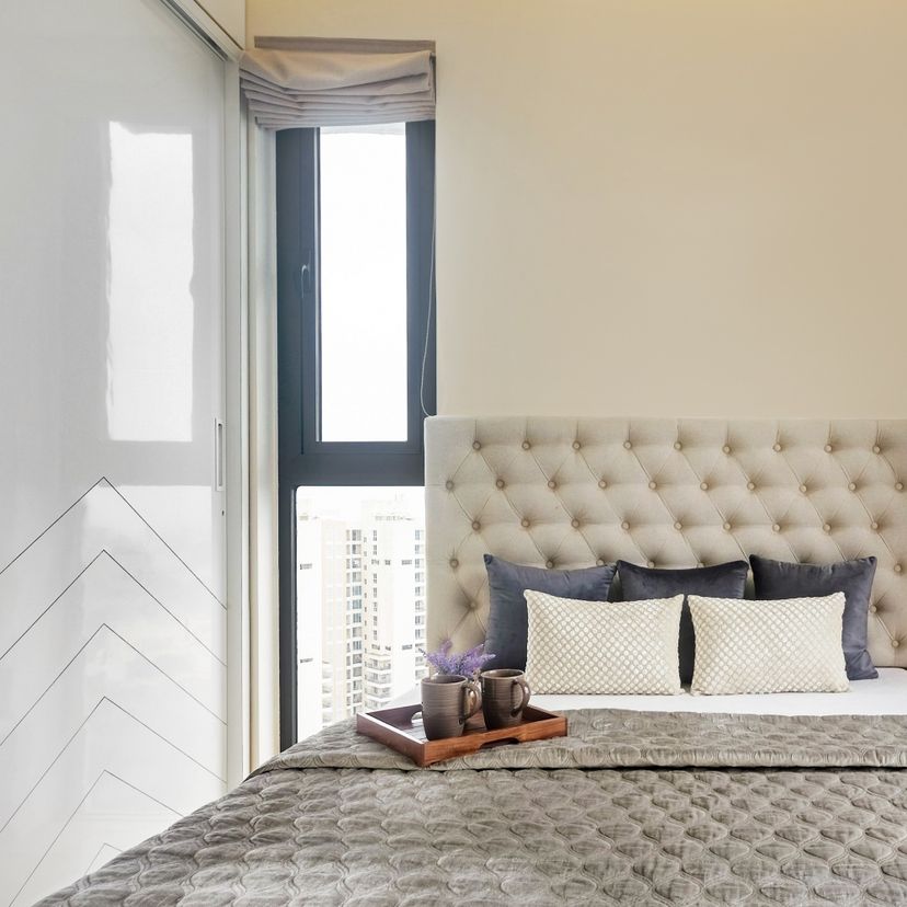 Compact Bedroom Window Design With A Metallic Finish | Livspace