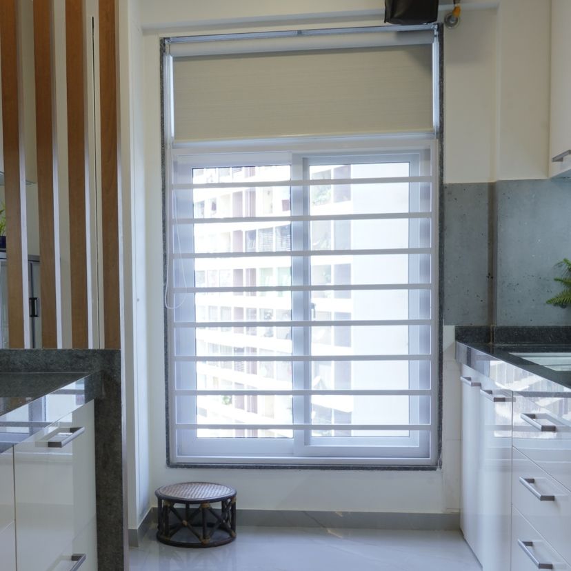 UPVC Kitchen Window Design With Blinds | Livspace