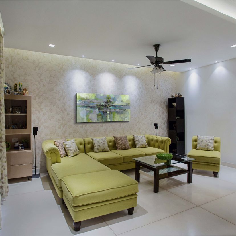 2-BHK Home Design in Bangalore with Parallel Kitchen and Vibrant ...