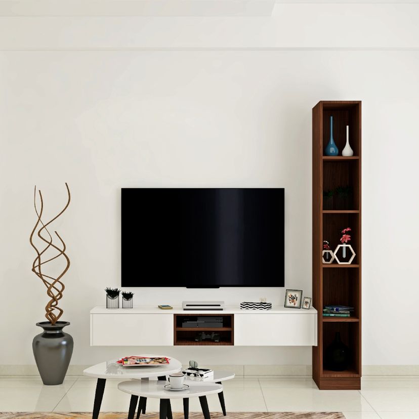 Compact TV Unit Design With A Glossy Finish | Livspace