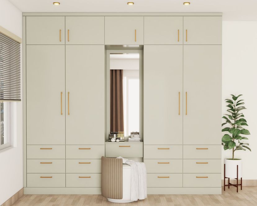 Multi-Functional Wardrobe Design with Multiple Drawers and Golden ...