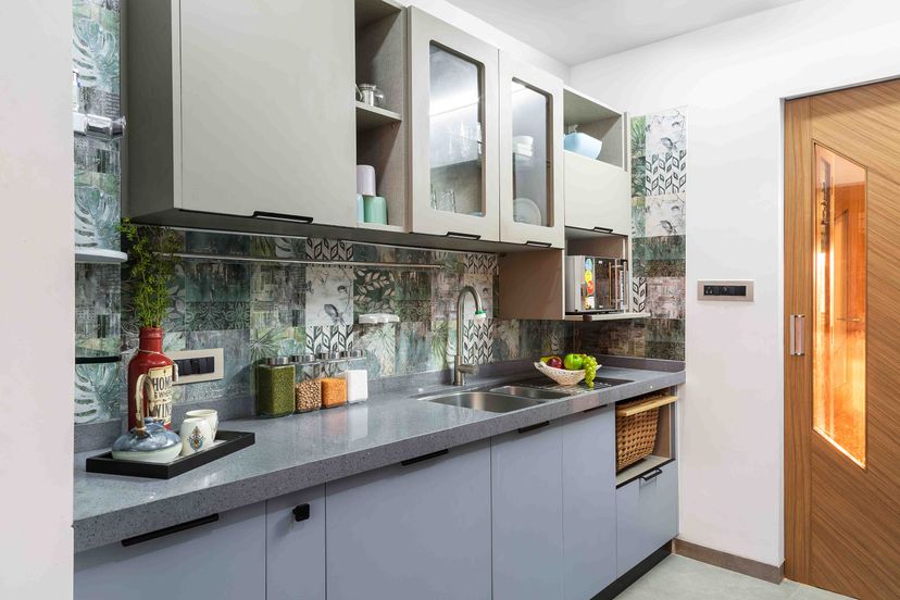 Parallel Kitchen Design With Irish Cream And Silver Frost Cabinets ...