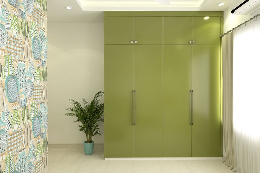 Lime-Toned 4-Door Swing Wardrobe Design | Livspace