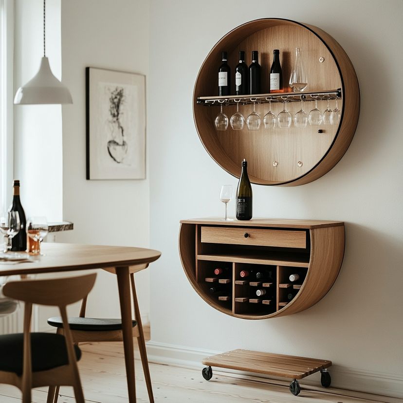 Elegant Scandinavian Bar Unit Design for Entertainment in Suede ...