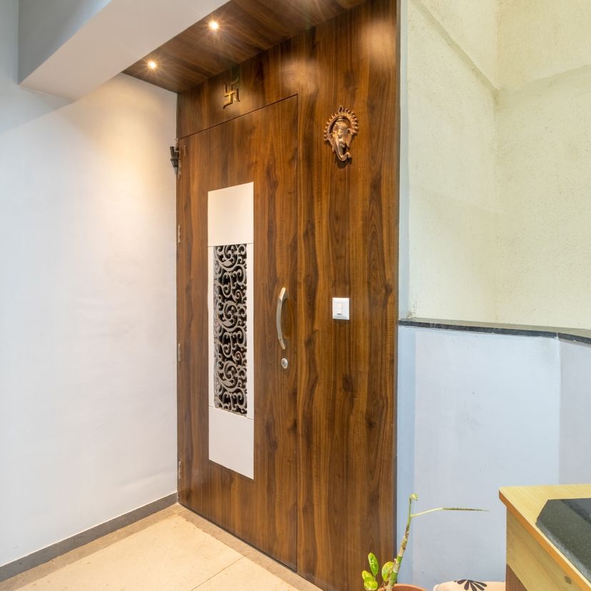 Elegant Mid-Century Modern Single Swing Entrance Door Design with Matte ...