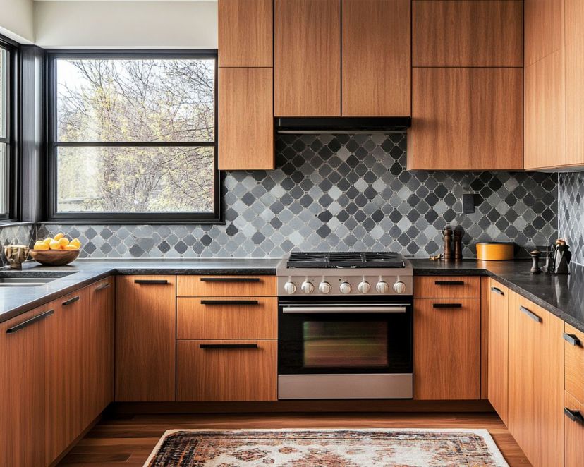 U-Shaped Kitchen Design with Classic Pull-Out Shelves and Drawer ...