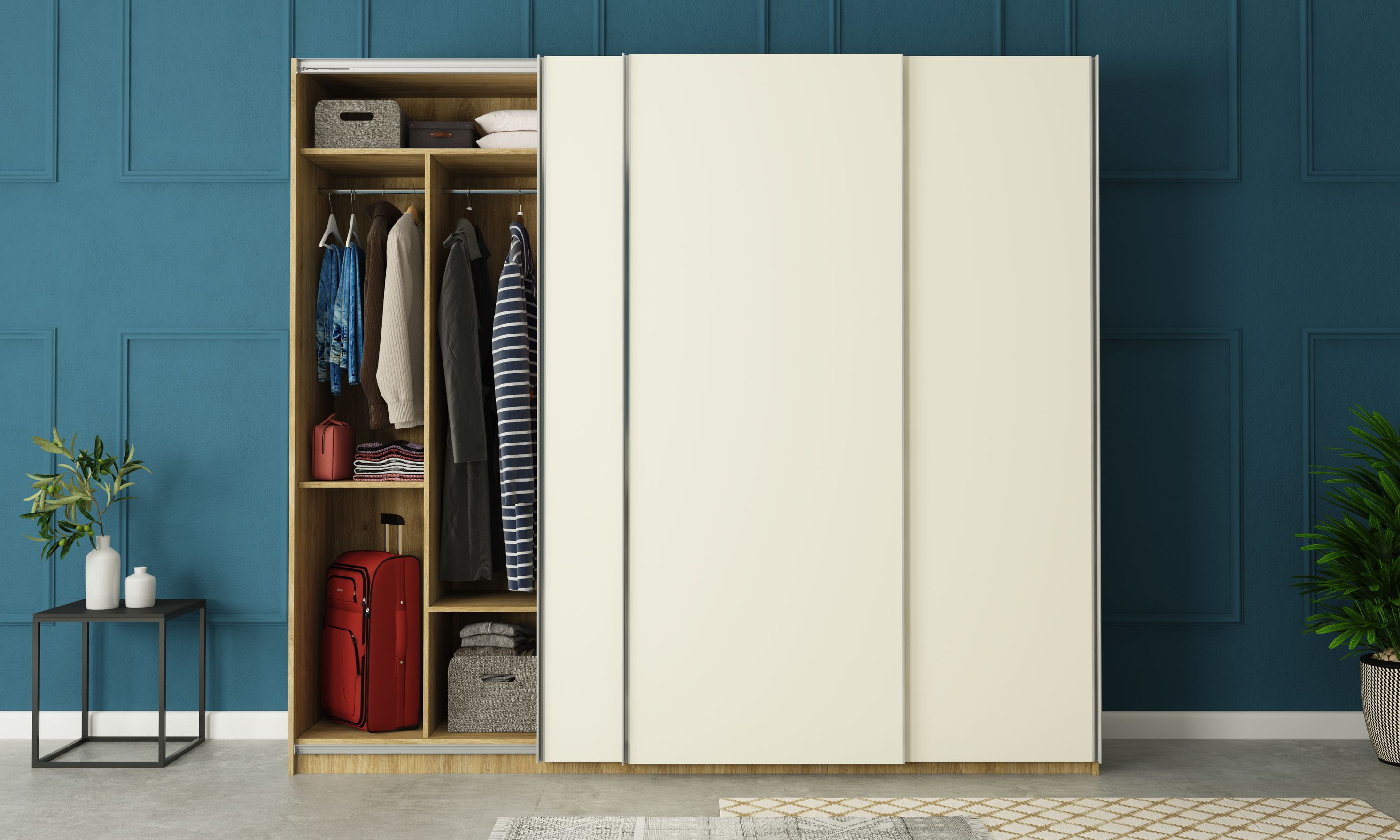 Everything you need to know about wardrobe unit - Overlay Sliding 3-Door